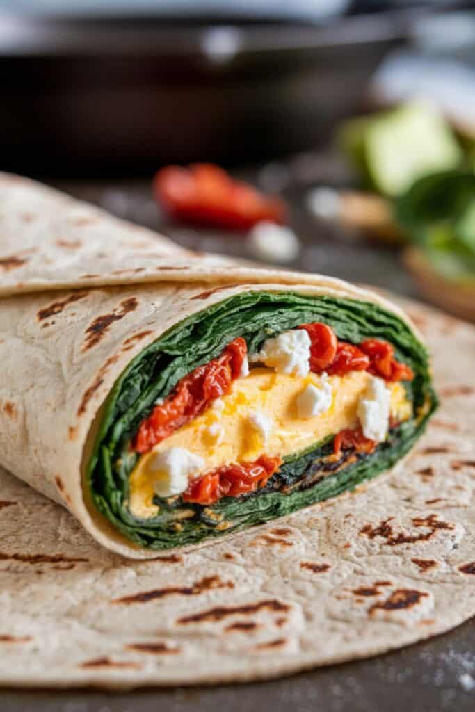 Spinach and Feta Breakfast Wrap - Lazy Apron