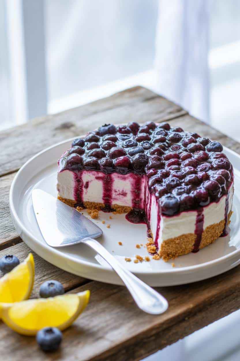 No Bake Blueberry Cheesecake - Lazy Apron